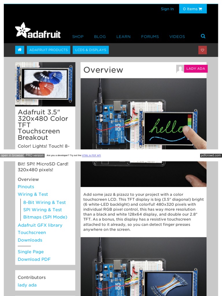 Adafruit 3 5 Color 320x480 TFT Touchscree | PDF | Thin Film Transistor ...