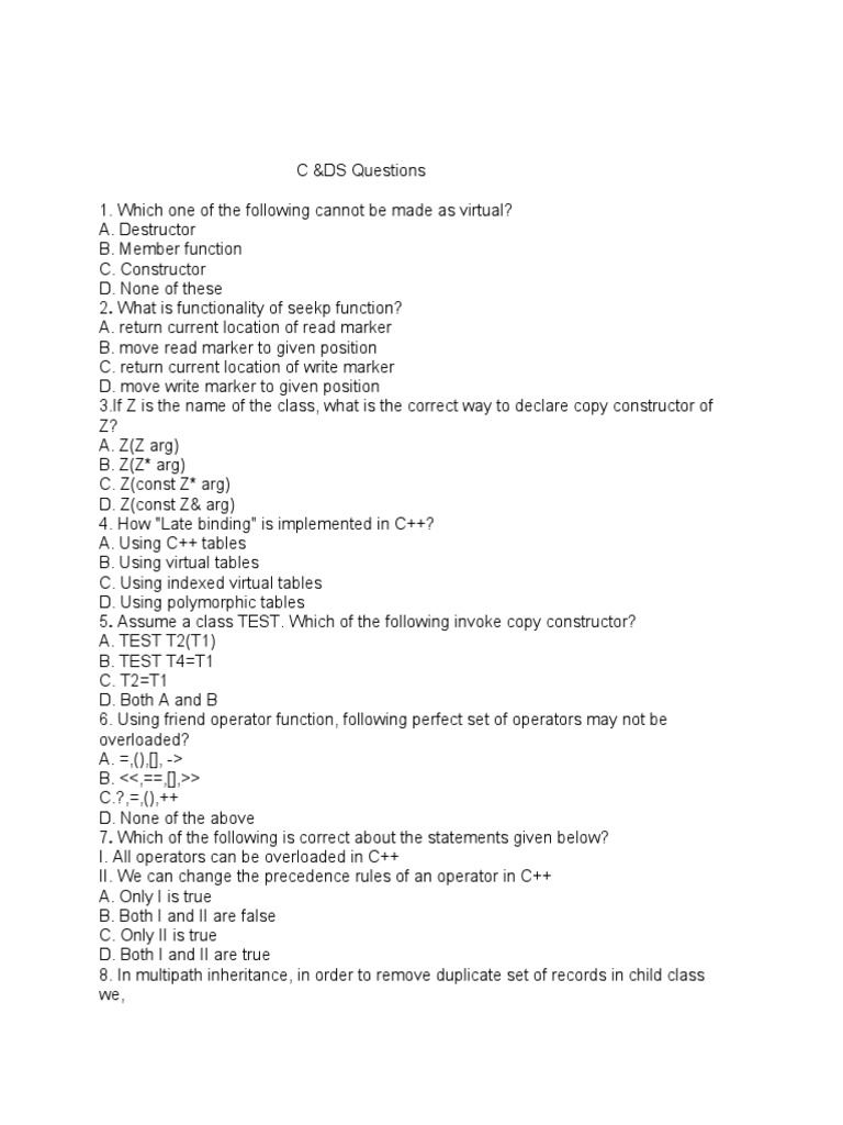 Pgdac QB C++&DS | PDF | Method (Computer Programming) | Class (Computer Programming)