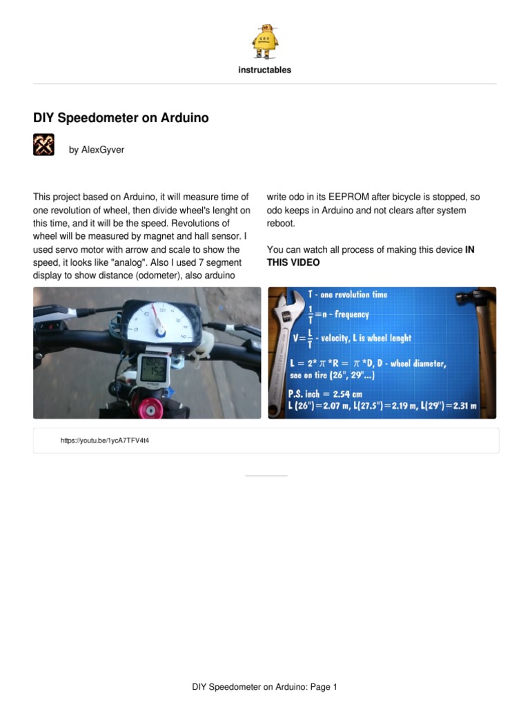 Diy Speedometer On Arduino Instructables Pdf