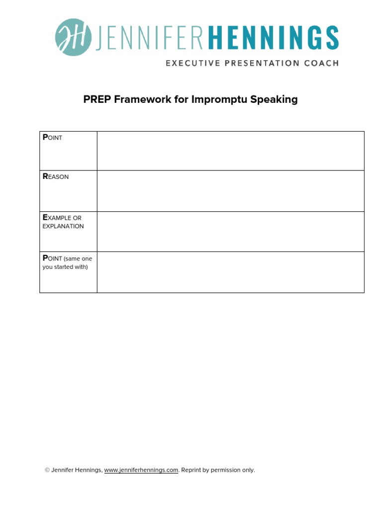 PREP Framework For Impromptu Speaking PDF | PDF