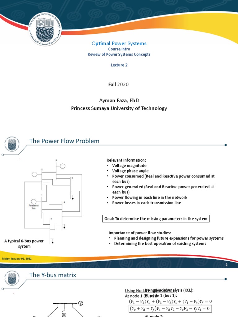 Optimal Power Systems - Lecture 2 Annotated | PDF | Electrical ...