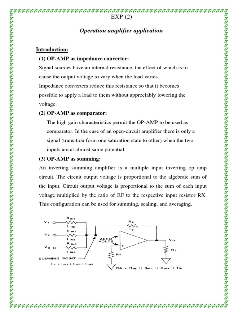 2 - Operational Amplifier Application | PDF | Operational Amplifier ...