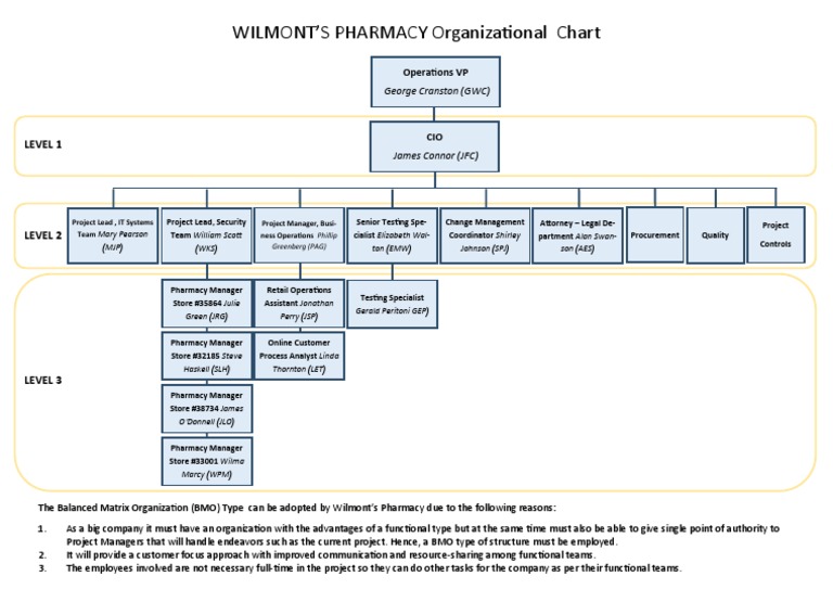 Wilmont's Pharmacy Organizational Chart | PDF | Business | Accountability