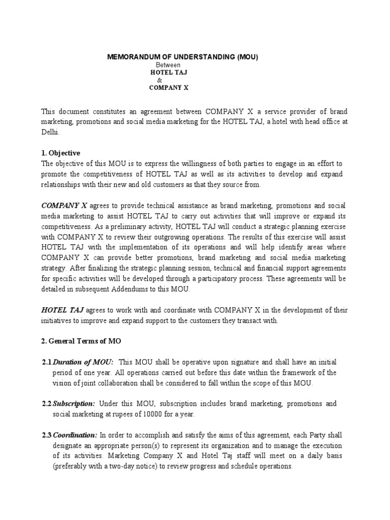 Memorandum of Understanding (Mou) | PDF | Memorandum Of Understanding ...