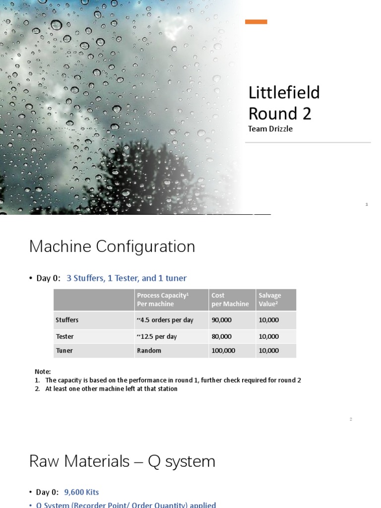 Littlefield Round 2 Strategy Overview | PDF | Demand | Financial Economics