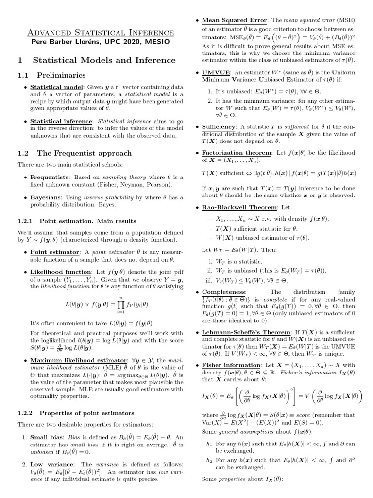 Advanced Statistical Inference | PDF | Estimator | Resampling (Statistics)