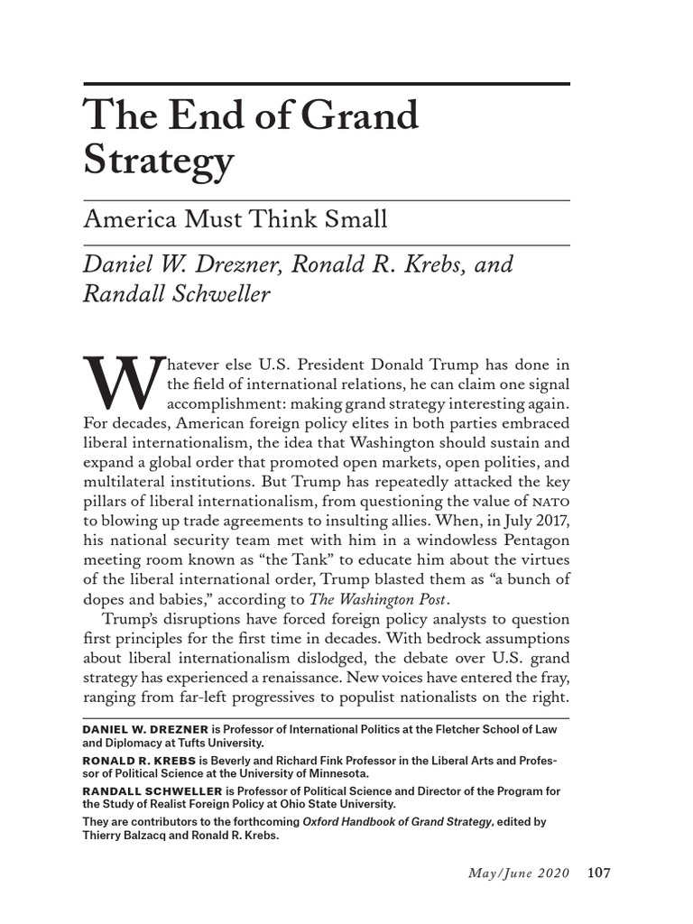 The End of Grand Strategy: America Must Think Small | PDF | Grand ...