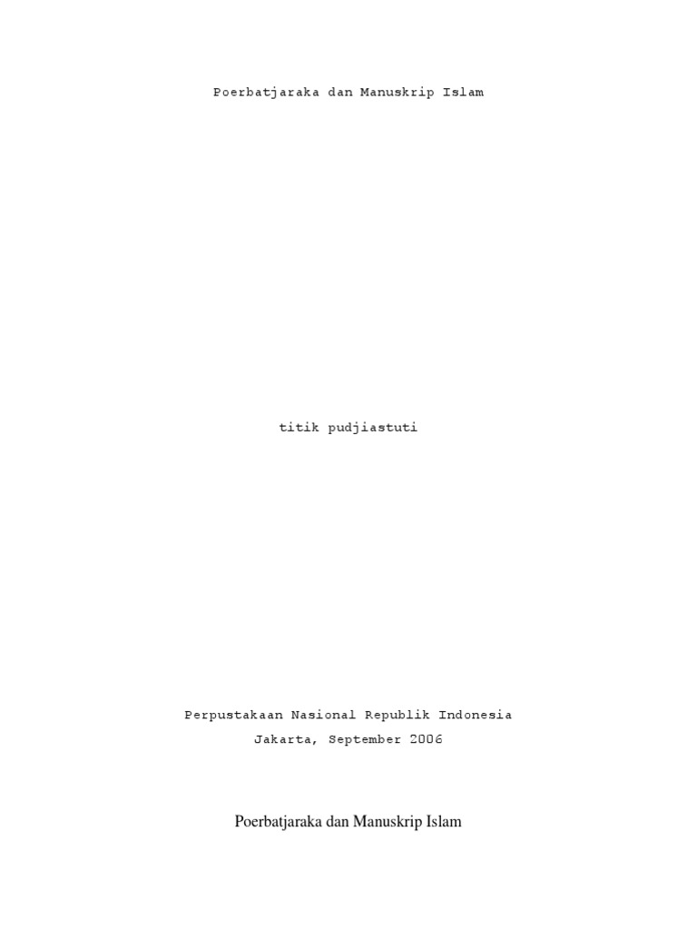 Poerbatjaraka Dan Manuskrip Islam | PDF