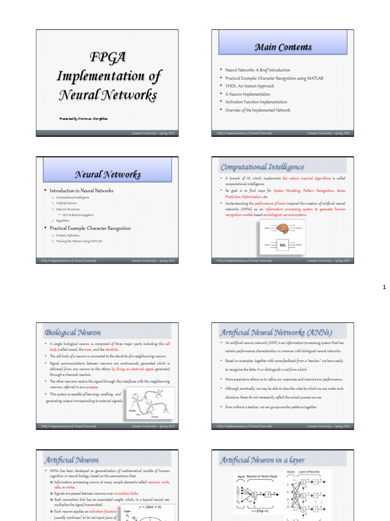 Fpga Implementation Of Neural Networks Main Contents Pdf Artificial Neural Network Vhdl 