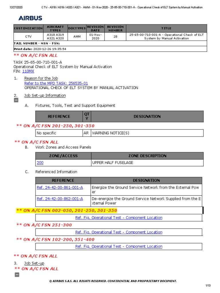 CTV - A318 - A319 - A320 - A321 - AMM - 01-Nov-2020 - 25-65-00-710-001 ...