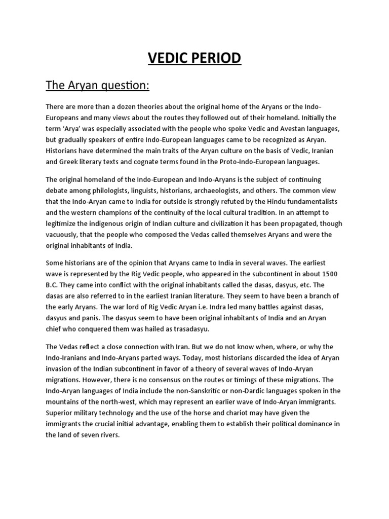 Vedic Period: The Aryan Question | PDF | Vedas | Ethnicity