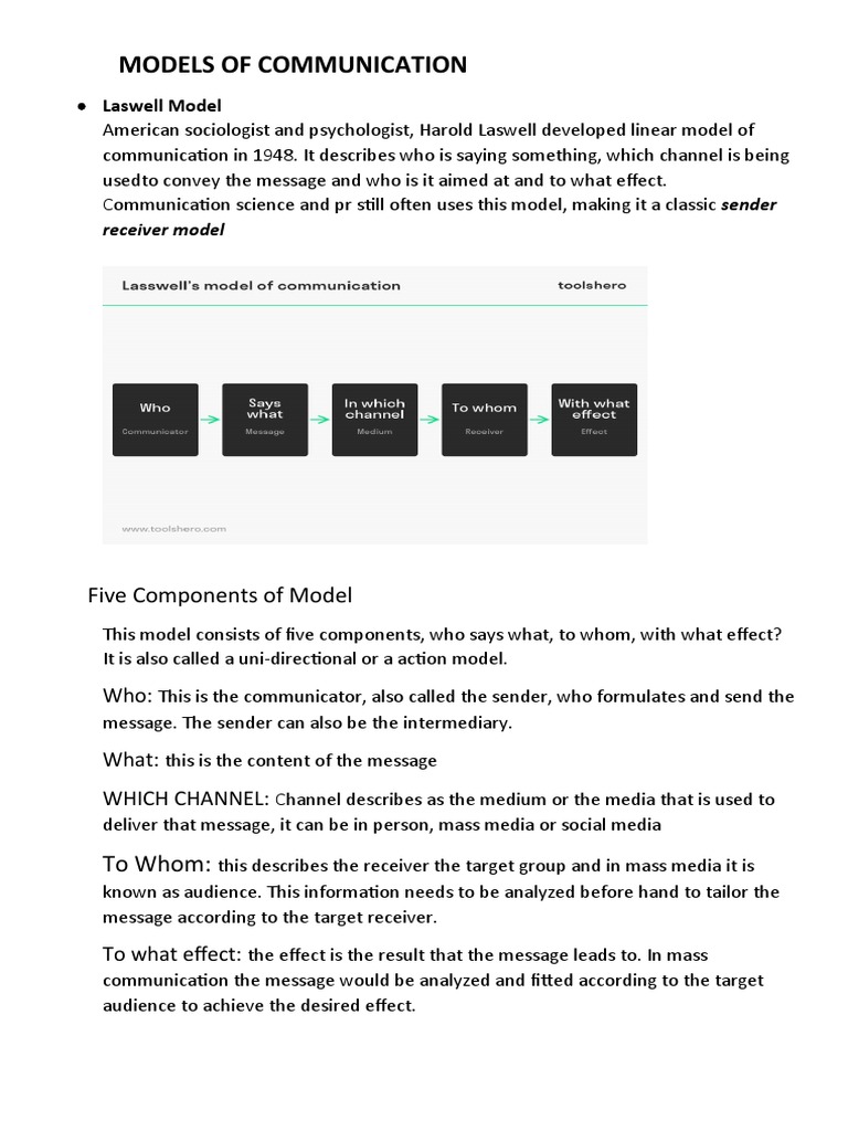 Models of Communication | PDF | Communication | Mass Media