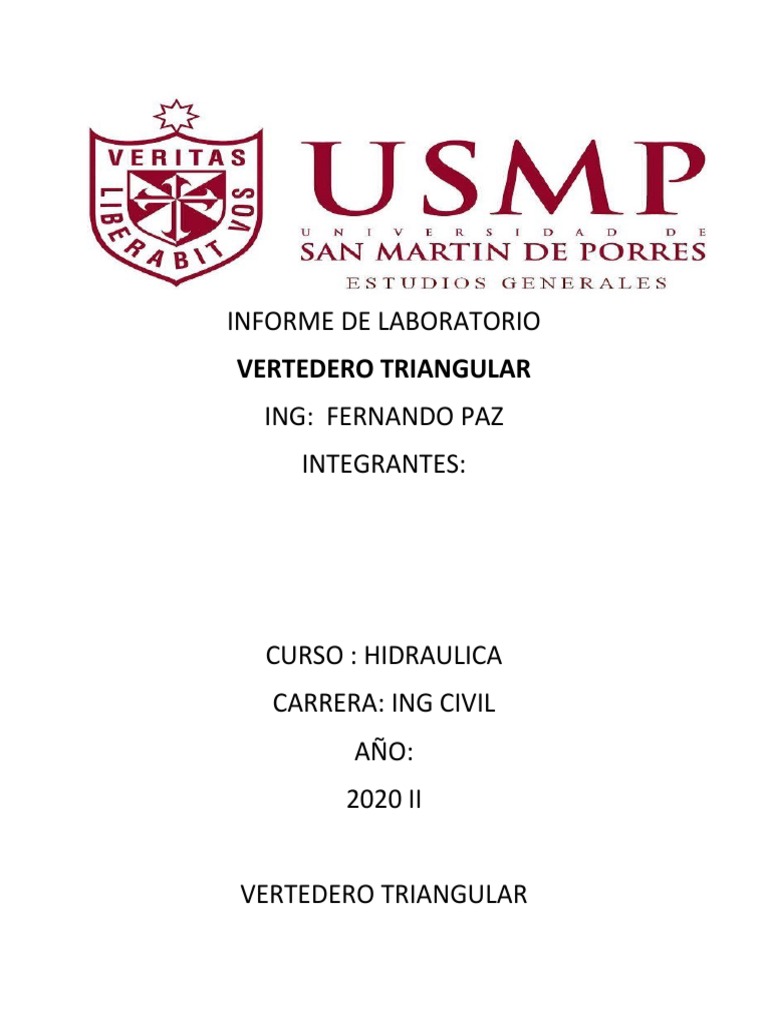 Informe Vertedero Triangular | PDF | Triángulo | Descarga (hidrología)