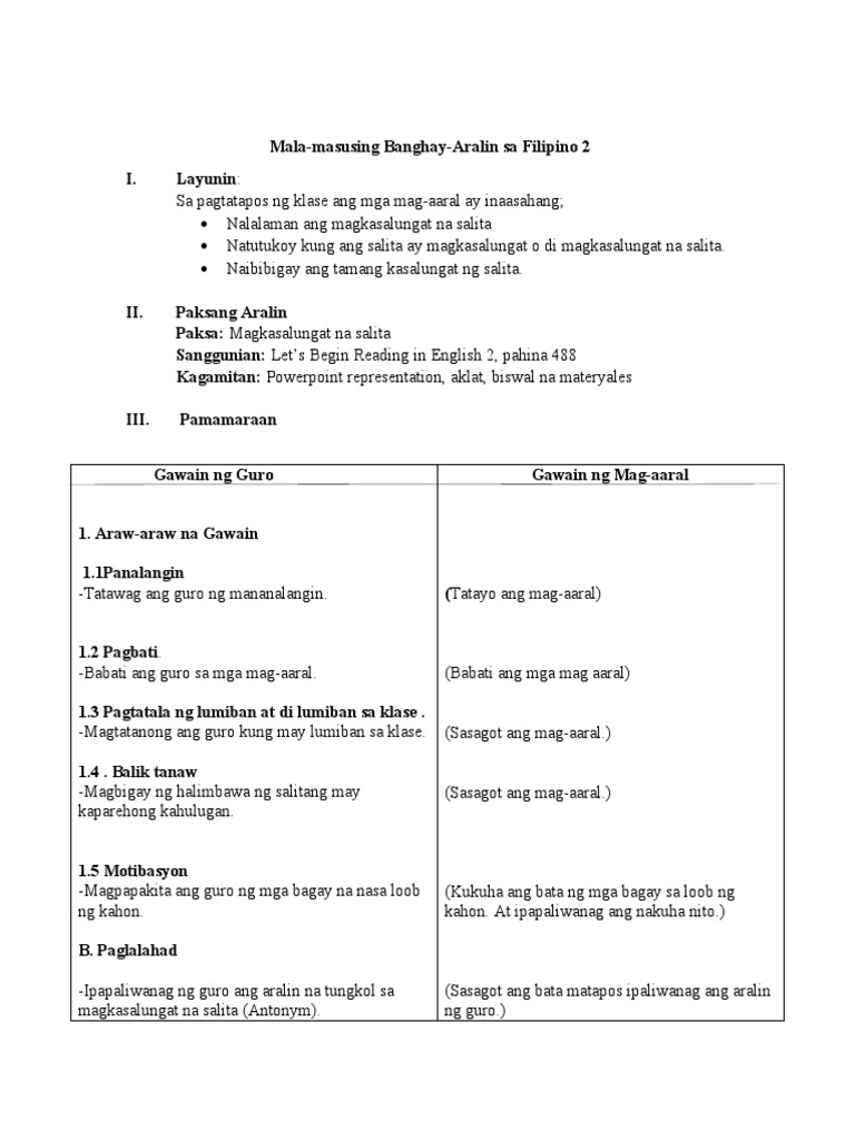 LP Filipino II-Antonyms Revised | PDF