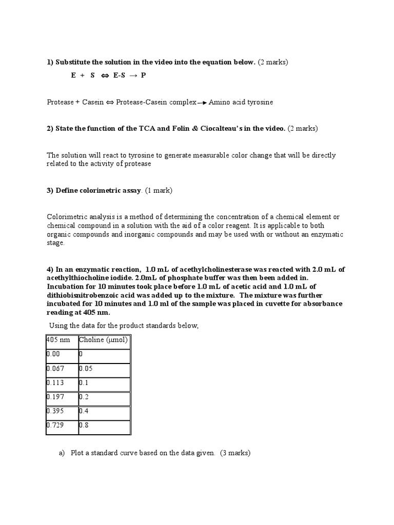 Bio 462 - Experiment 4 | PDF | Enzyme Assay | Enzyme
