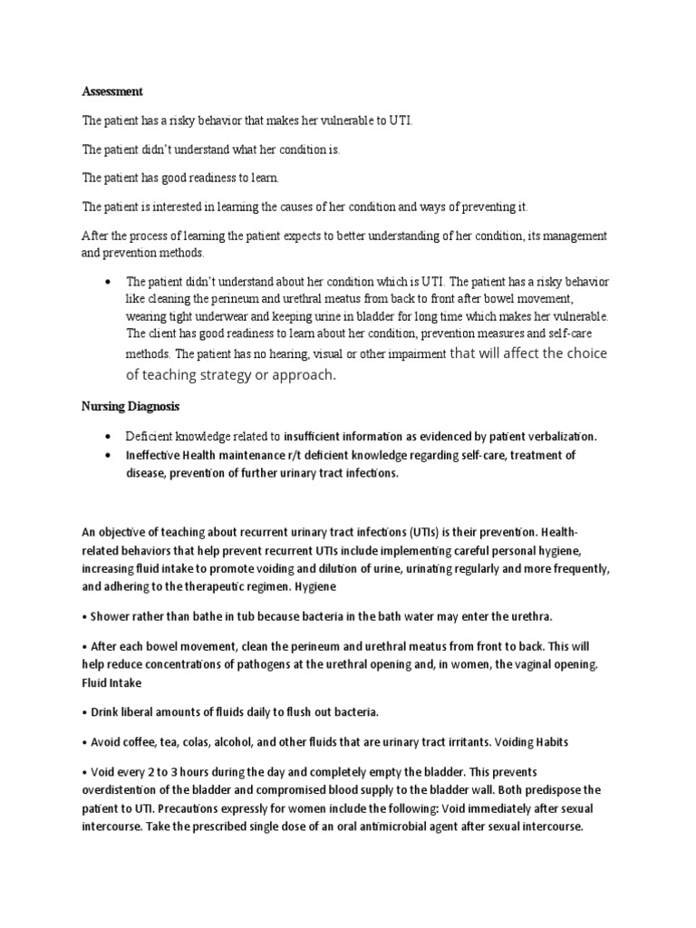 Recurrent UTI Teaching Assessment | PDF | Urinary Tract Infection | Urology