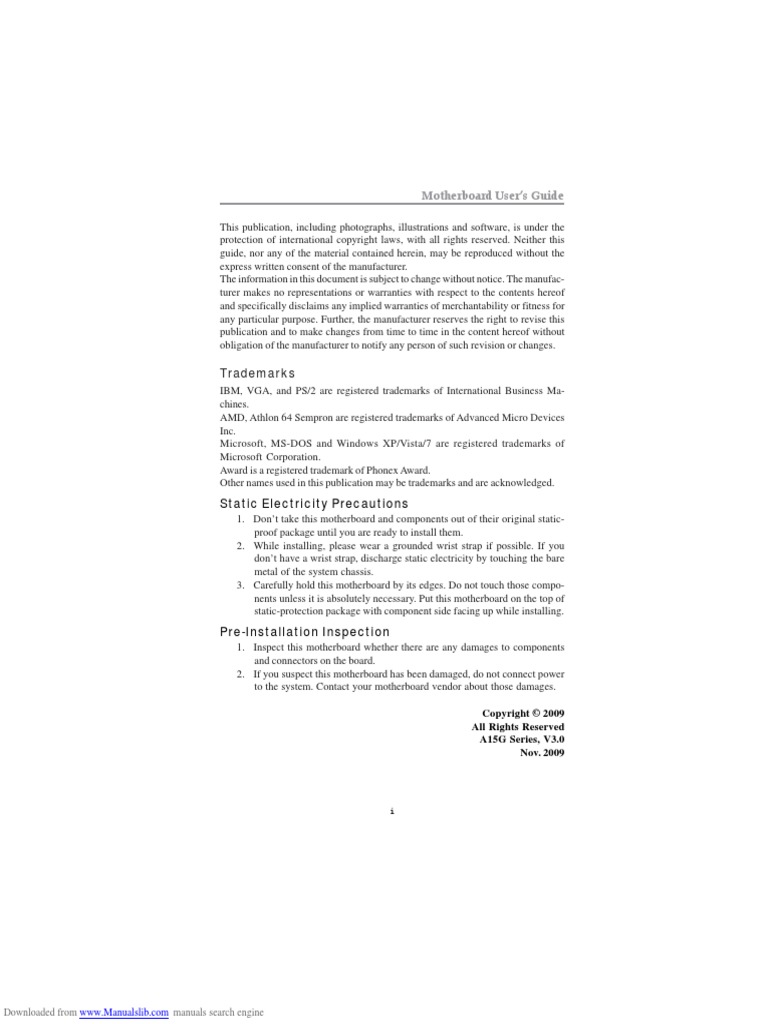 Trademarks: Motherboard User's Guide | PDF | Computer Data | Electronics