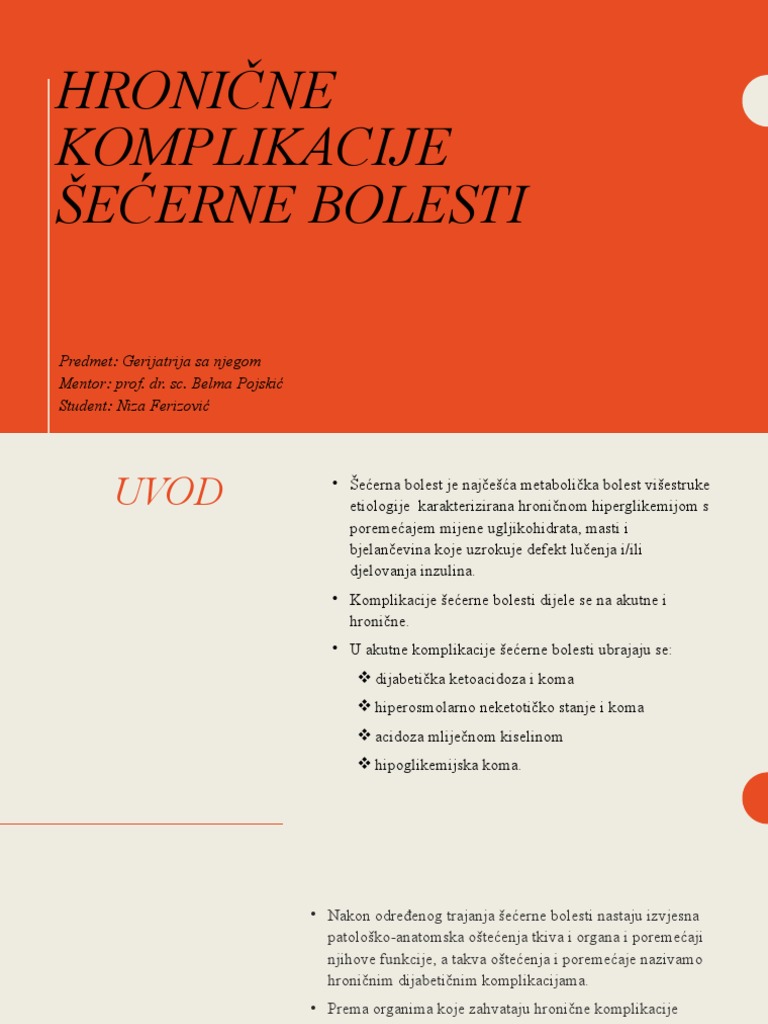 Hronične Komplikacije Šećerne Bolesti | PDF