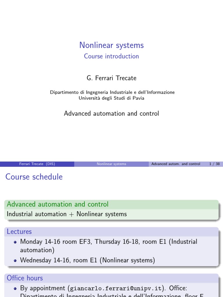 Nonlinear Systems Course Overview | PDF | Nonlinear System | Simulation