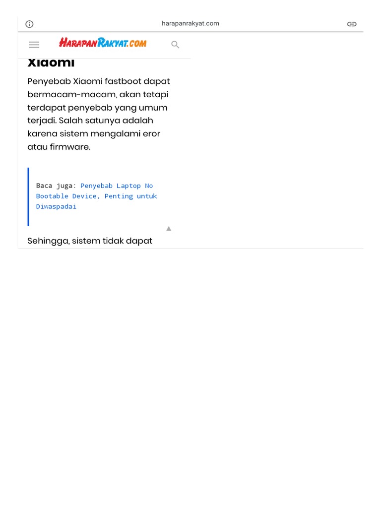 Cara Masuk dan Keluar Fastboot Mode Xiaomi | PDF