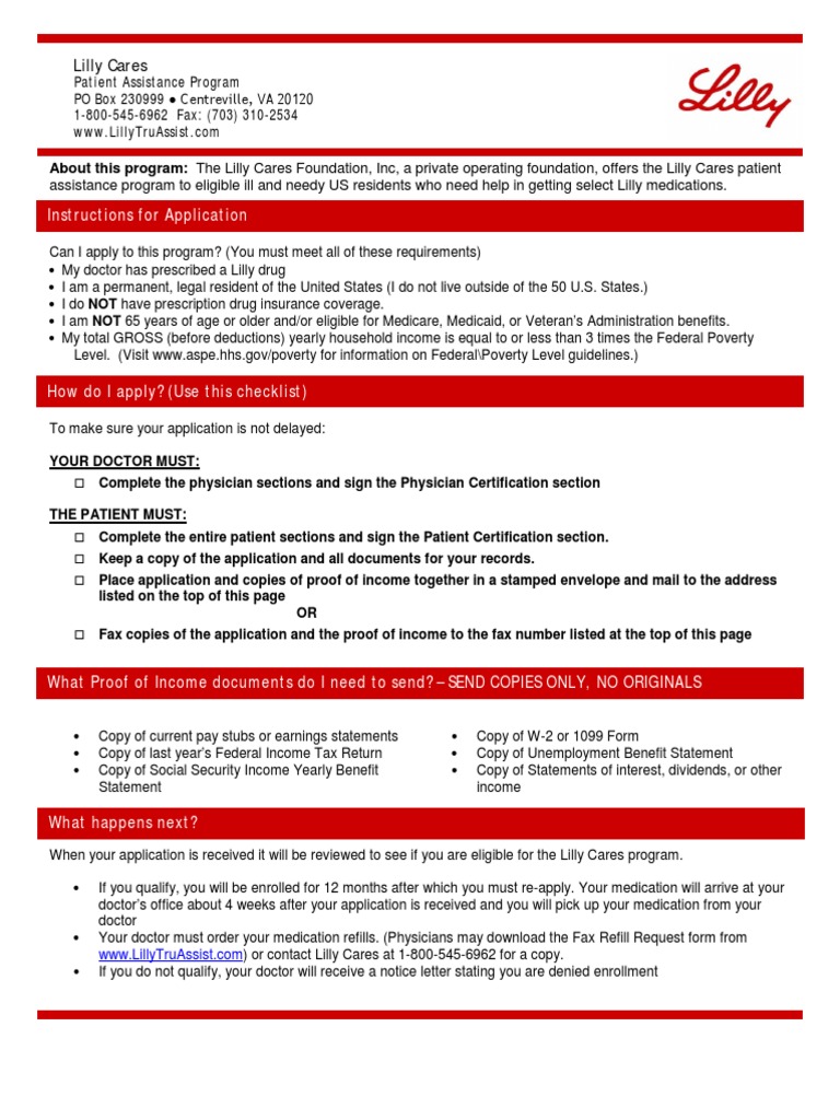 Lilly Cares Patient Assistance Program | PDF | Medical Prescription ...