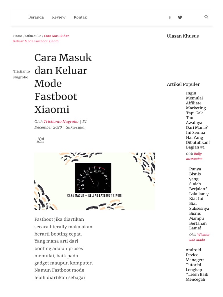 Cara Masuk Dan Keluar Mode Fastboot Xiaomi (Semua Type) | PDF