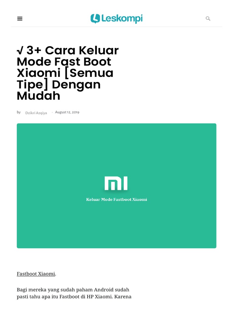 3+ Cara Keluar Mode Fast Boot Xiaomi (Semua Tipe) Dengan Mudah ...