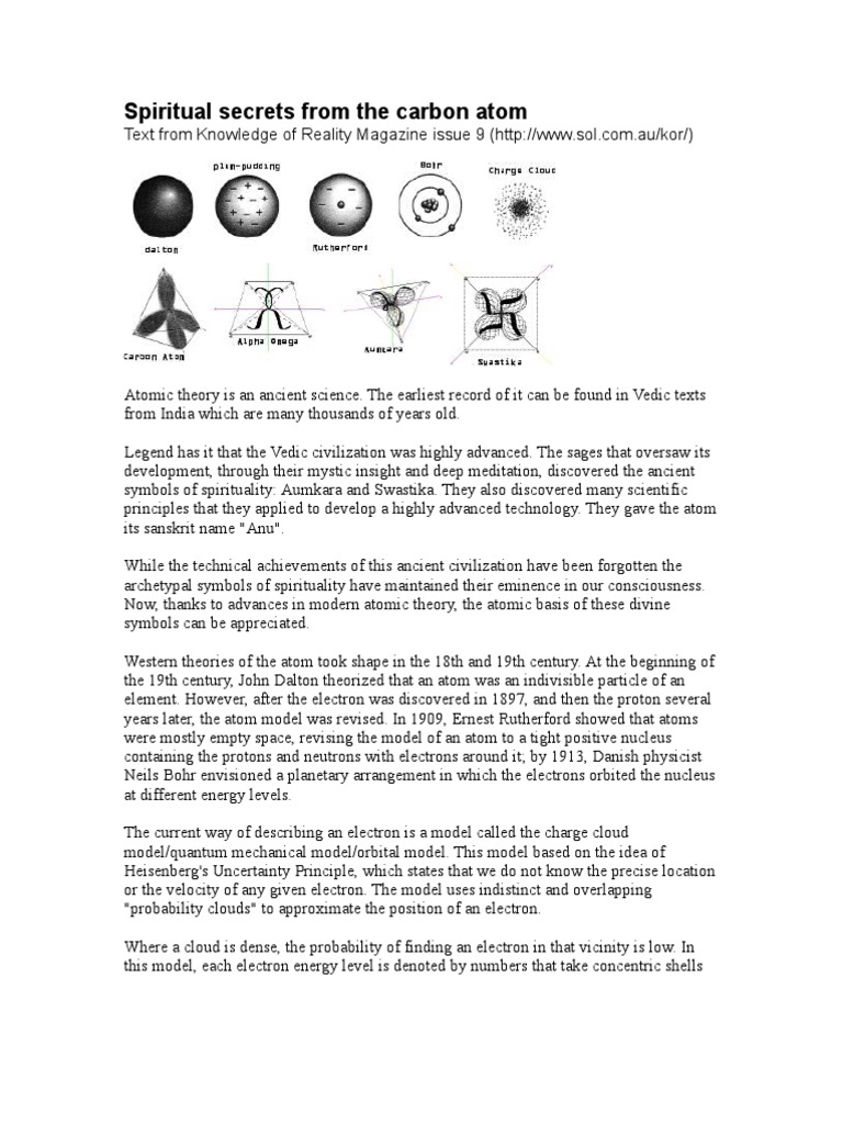 Spiritual Insights of the Carbon Atom | PDF | Atoms | Electron