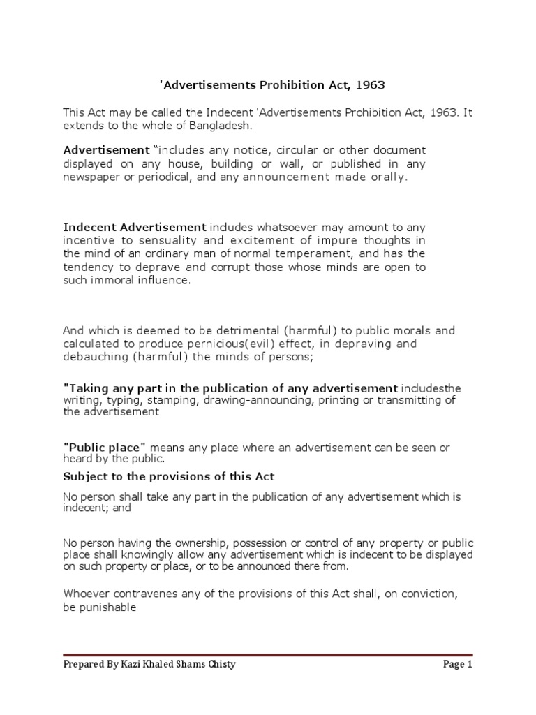 Advertisement Act | PDF