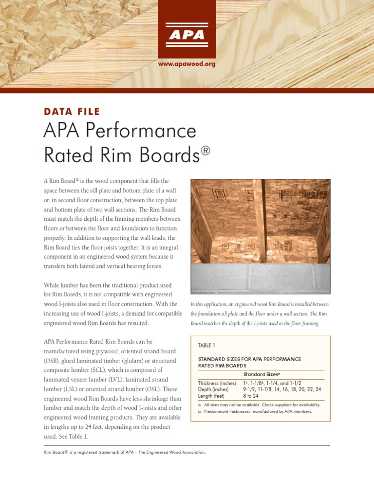 W345 APA Performance Rated Rim Boards PDF | PDF | Woodworking ...