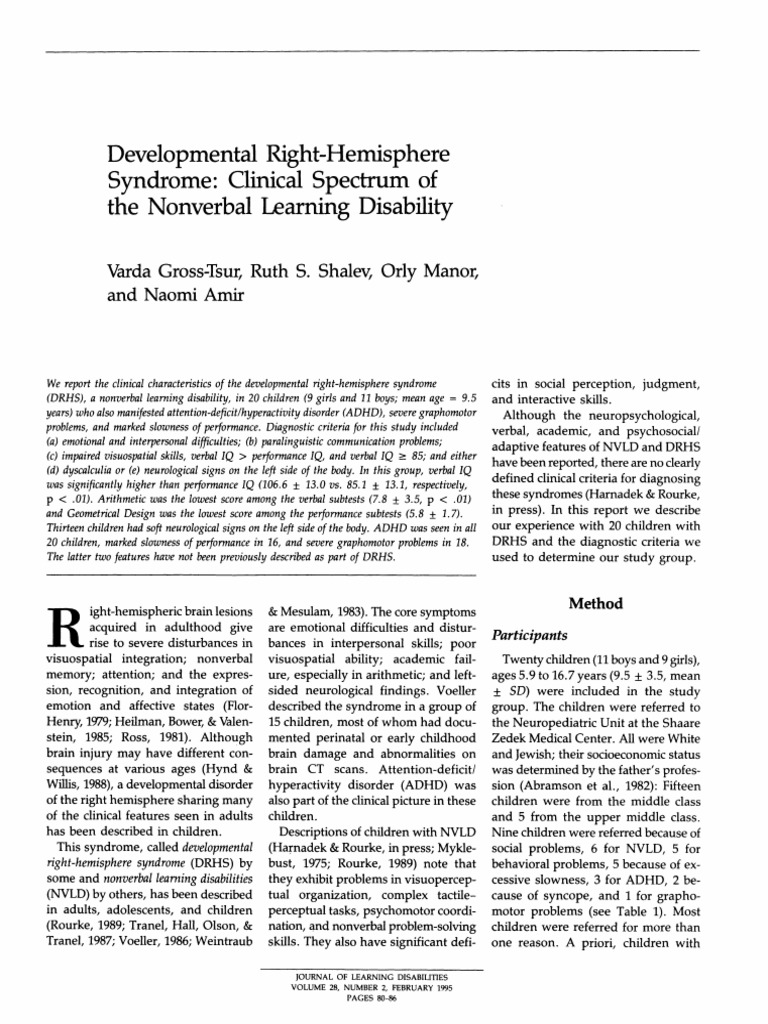 Developmental Right-Hemisphere Syndrome: Clinical Spectrum of The ...