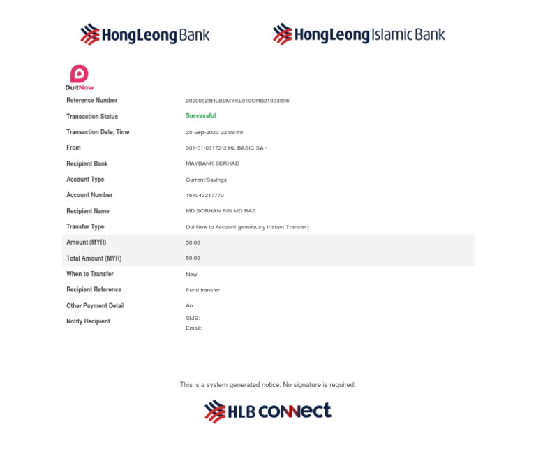 Successful DuitNow Transfer Receipt | PDF | Finance & Money Management