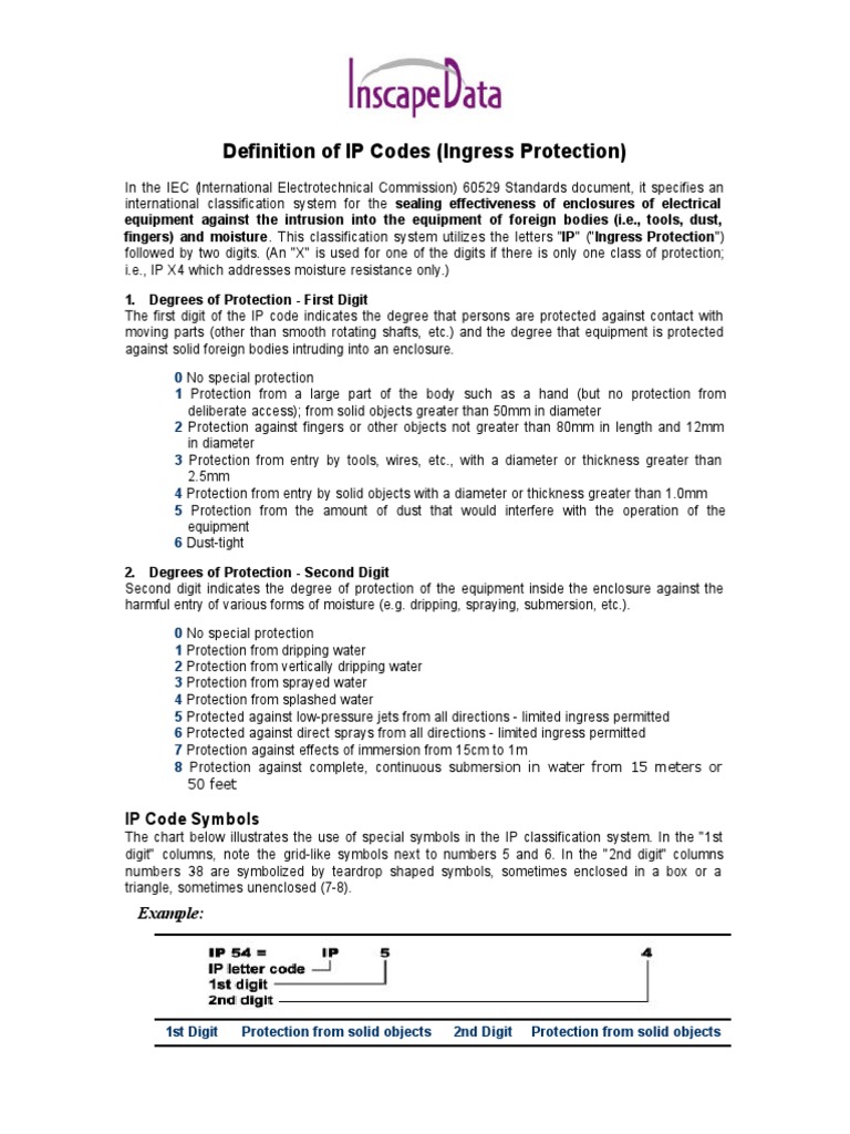 IP (Ingress Protection) Standards PDF | PDF | Manufactured Goods ...