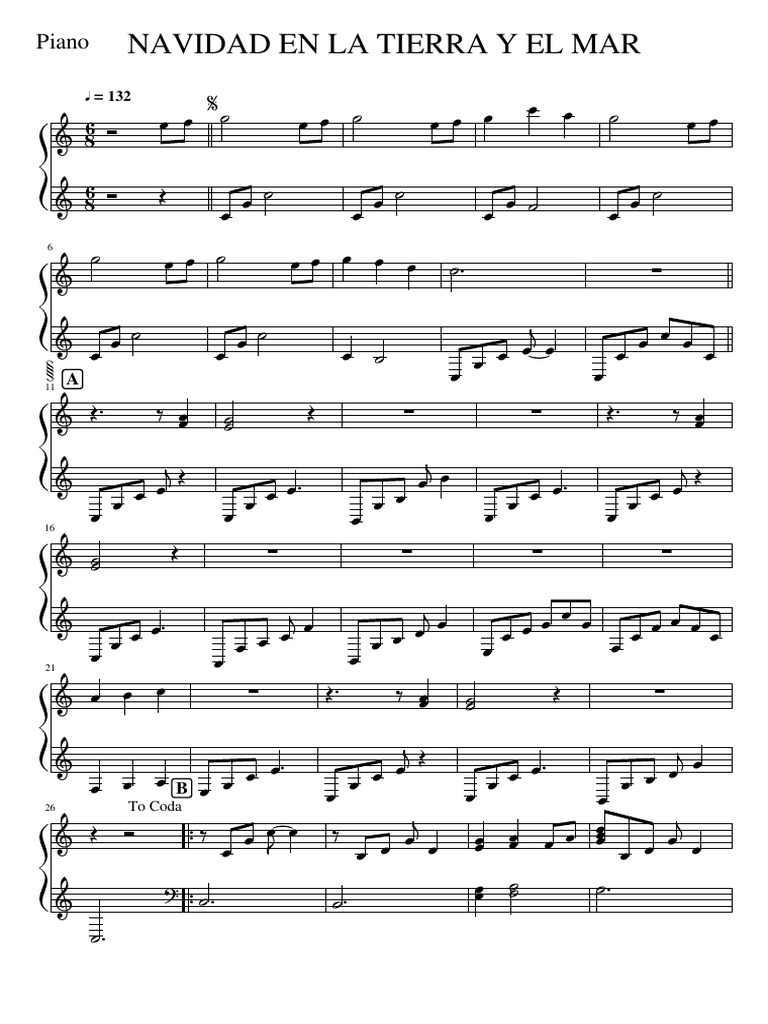 Navidad en La Tierra y El Mar Piano | PDF