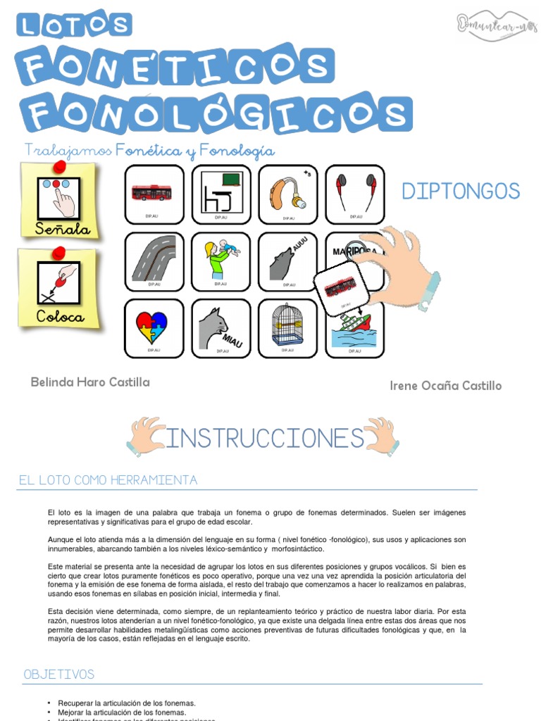 Loto Fonético Diptongos | PDF | Fonética | Fonología
