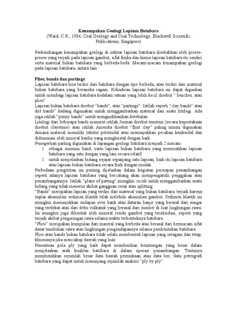 Kenampakan Geologi Lapisan Batubara | PDF