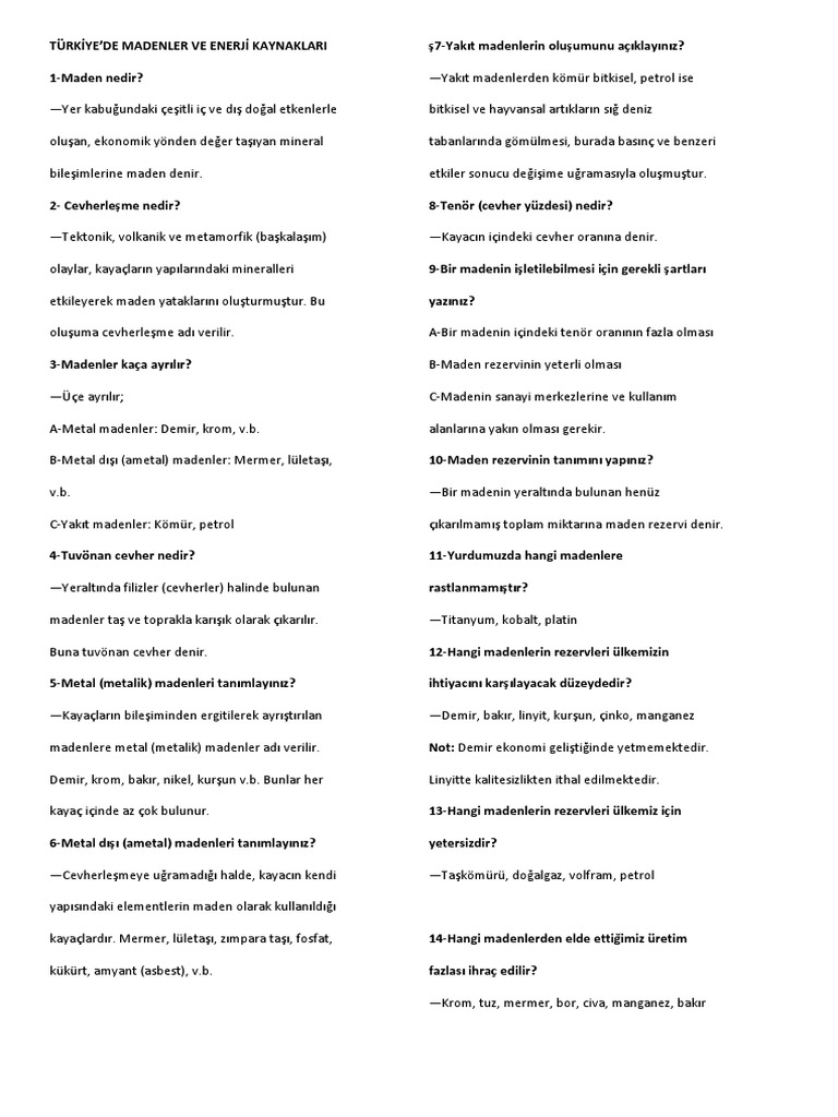 Türkiye'de Madenler | PDF