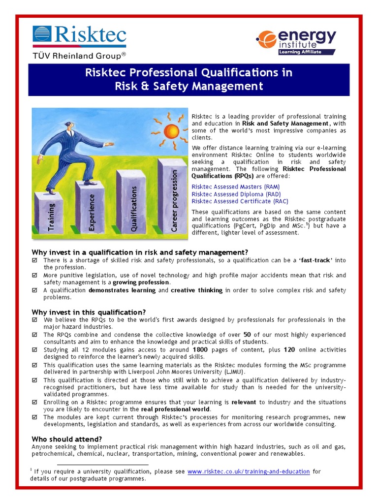 Risktec Professional Qualifications in Risk & Safety Management | PDF ...