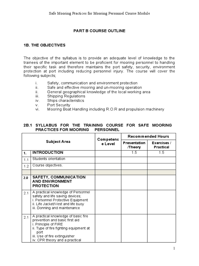 Mooring Training Subject Module | PDF | Anchor | Educational Assessment