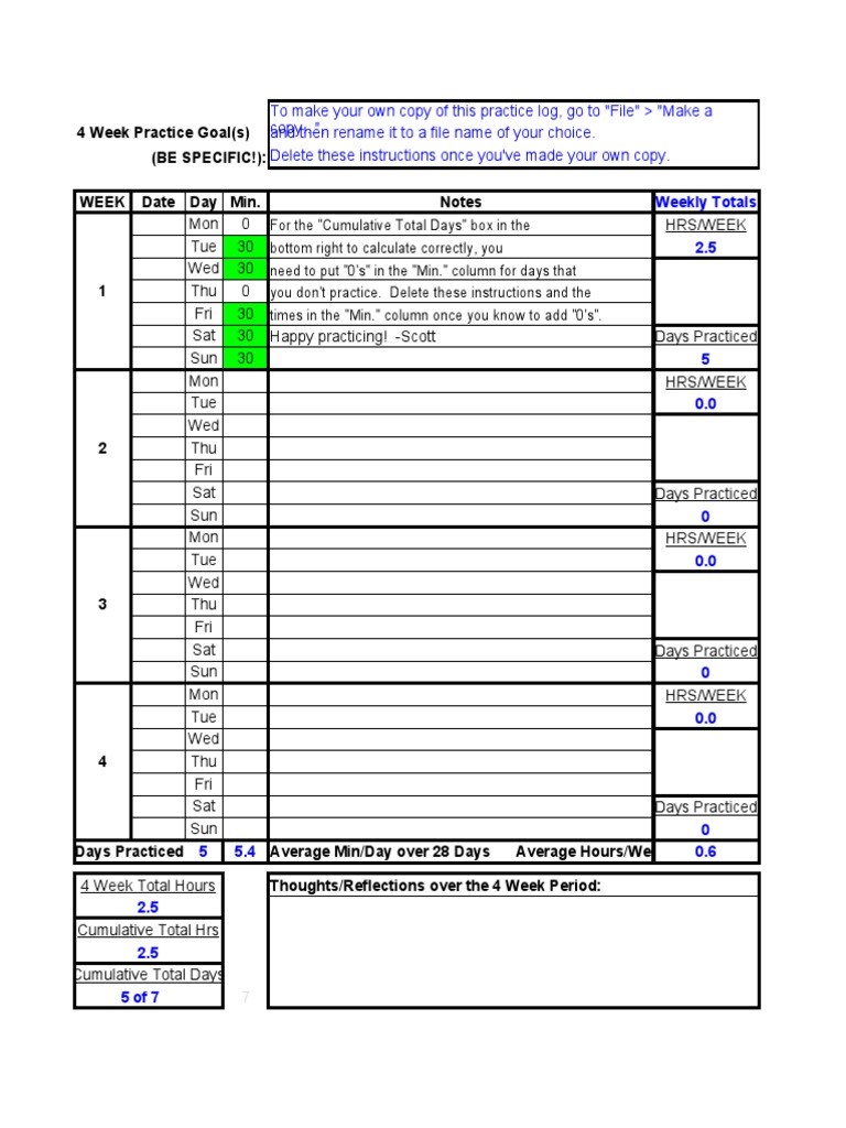 Guitar XXXXXX's Practice Log | PDF | Computing