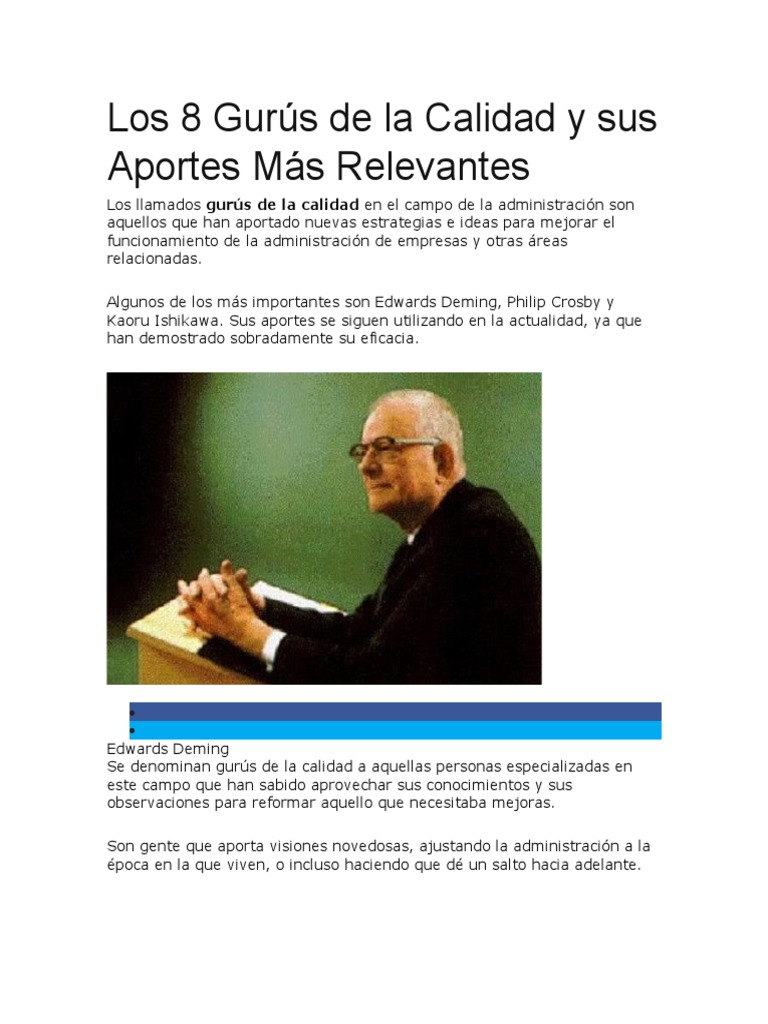 Los Gurus de La Calidad | PDF | Calidad (comercial) | Producción y ...