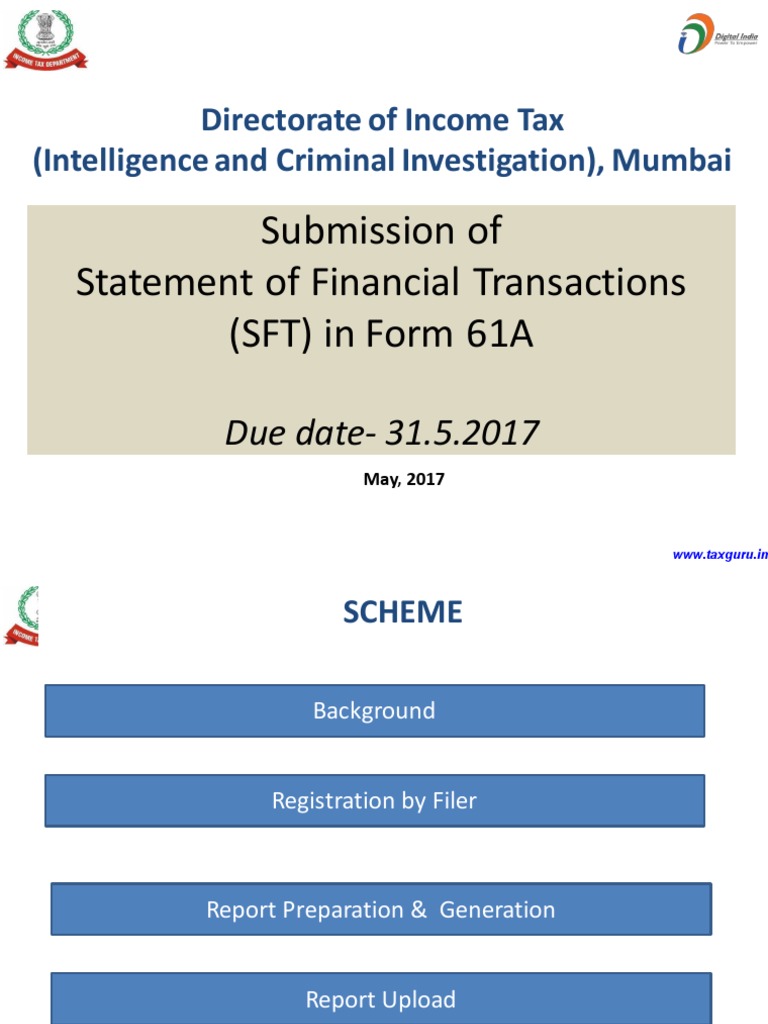 Filing Guidelines for Form 61A SFT | PDF | Payments | Financial Transaction