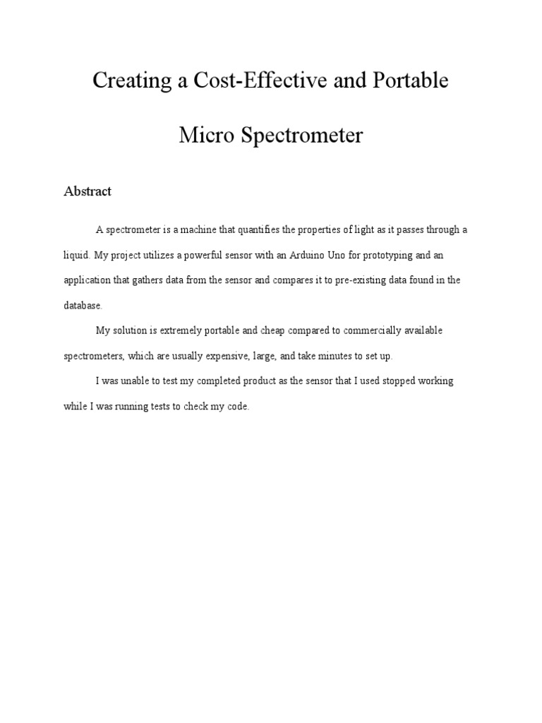 Creating A Microspectrometer | PDF | Arduino | Spectrometer