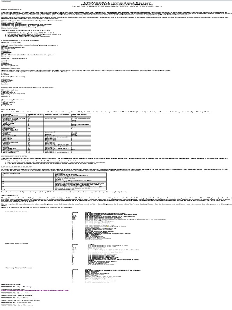Simple Reality RPG Rules3 | PDF | Role Playing Games | Weaponry