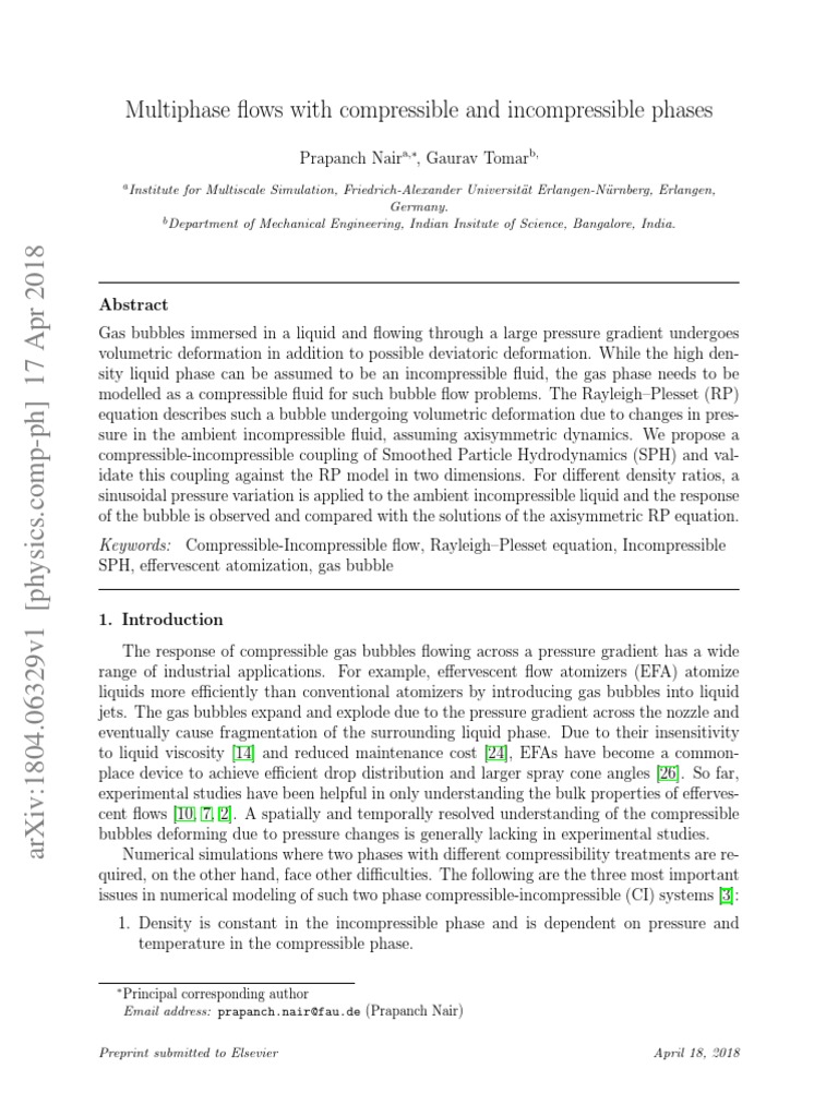 Multiphase Flows With Compressible and Incompressible Phases | PDF ...