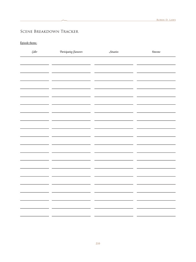 Scene Breakdown Tracker PDF | PDF