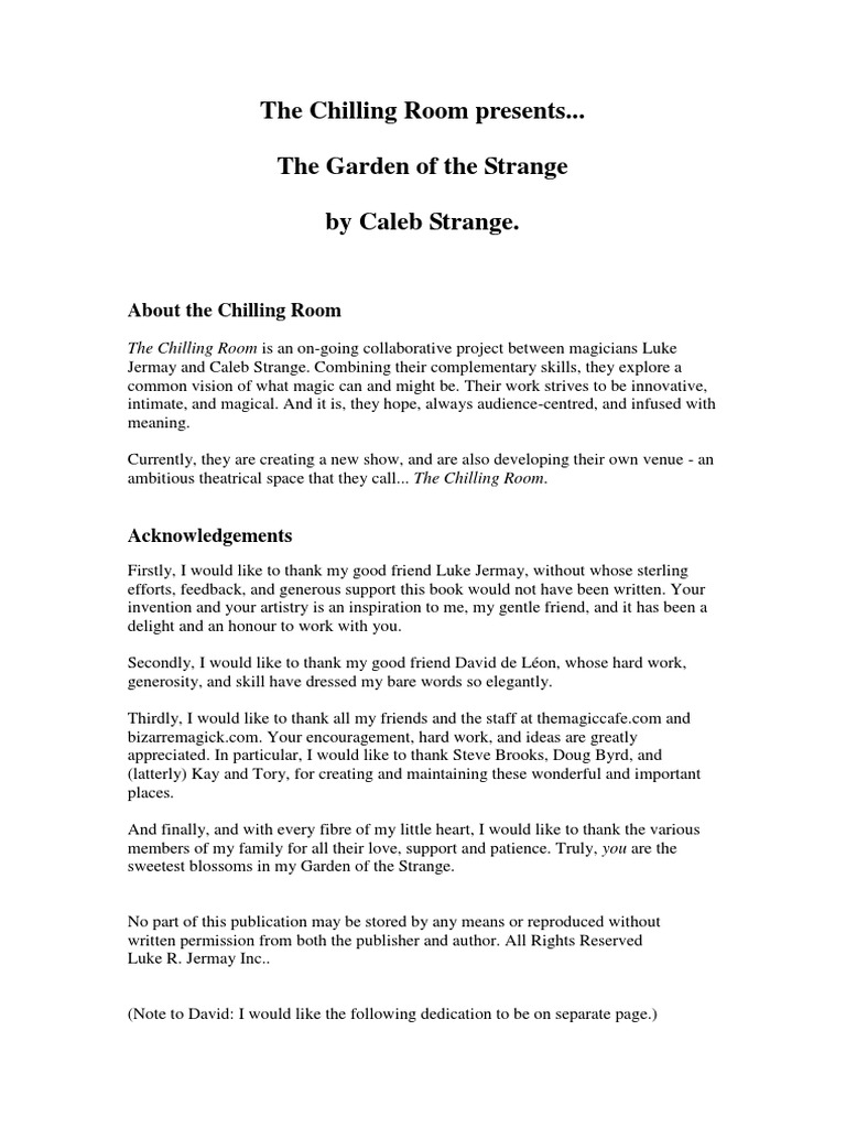 Garden of The Strange - Caleb Strange | PDF | Intuition | Hand