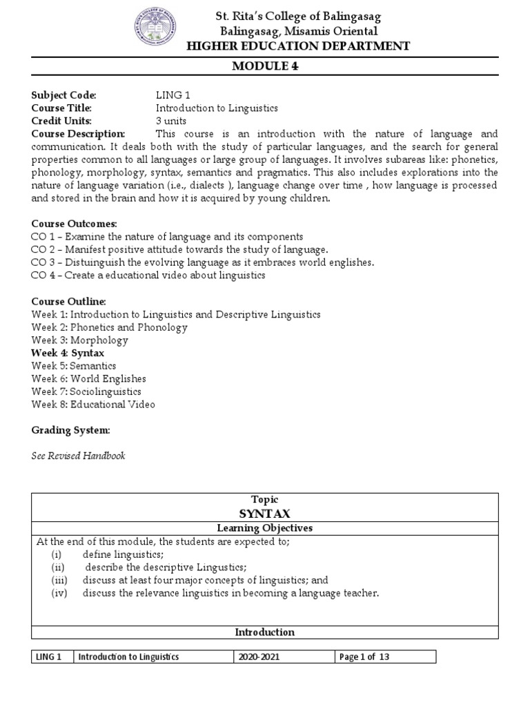 Higher Education Department: Subject Code: Course Title: Credit Units ...