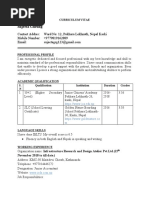 Nepali CV Format Sample | PDF | Nepal | Surveillance