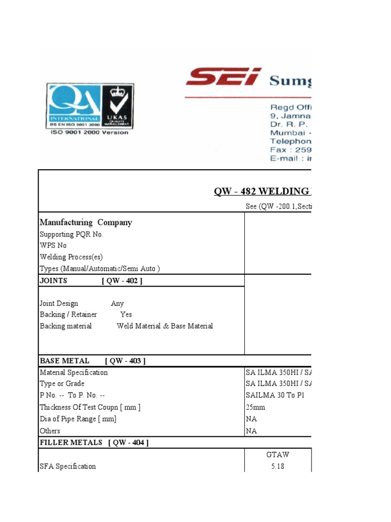 WPS-43 - Gtaw & Smaw Tig + Smaw | PDF | Welding | Construction